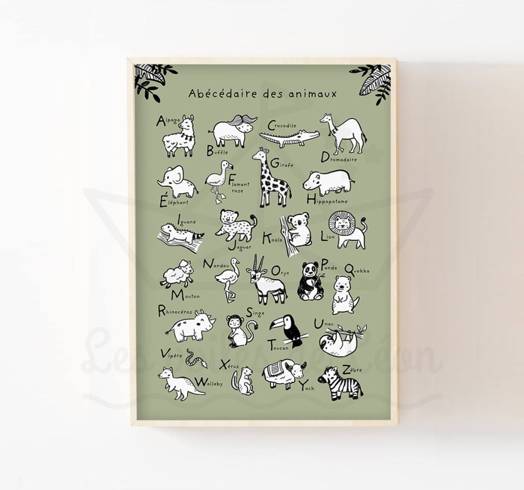 Affiche Abécédaire Animaux : Découvrez l'Alphabet en S'amusant