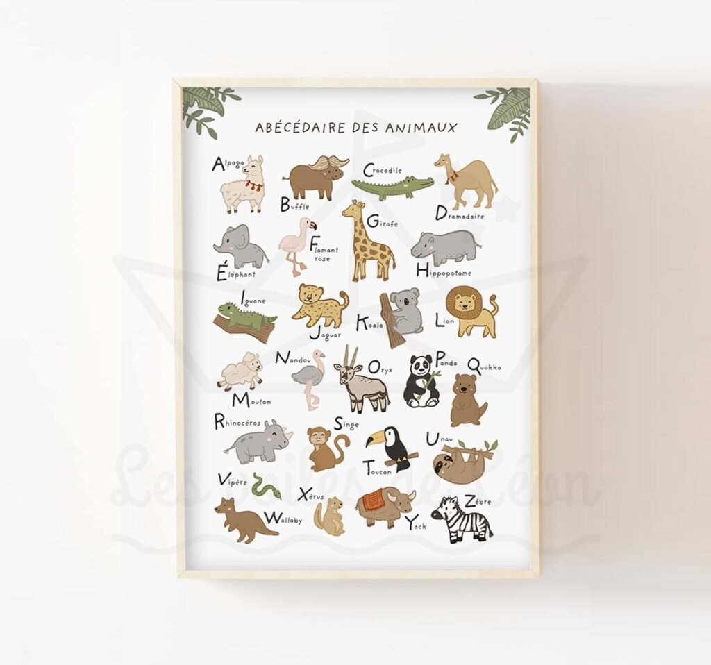 Affiche Abécédaire Enfant : Pour chaque lettre un animal
