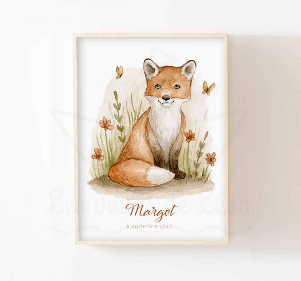 Affiche renard chambre enfant - Décoration thème forêt 🦊